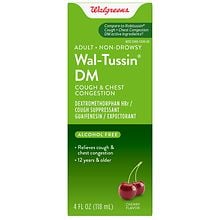 Walgreens Tussin Syrup DM, Cough Suppressant and Expectorant Cherry ...