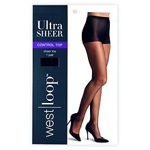 West Loop Control Top Pantyhose Size E Jet Black | Walgreens