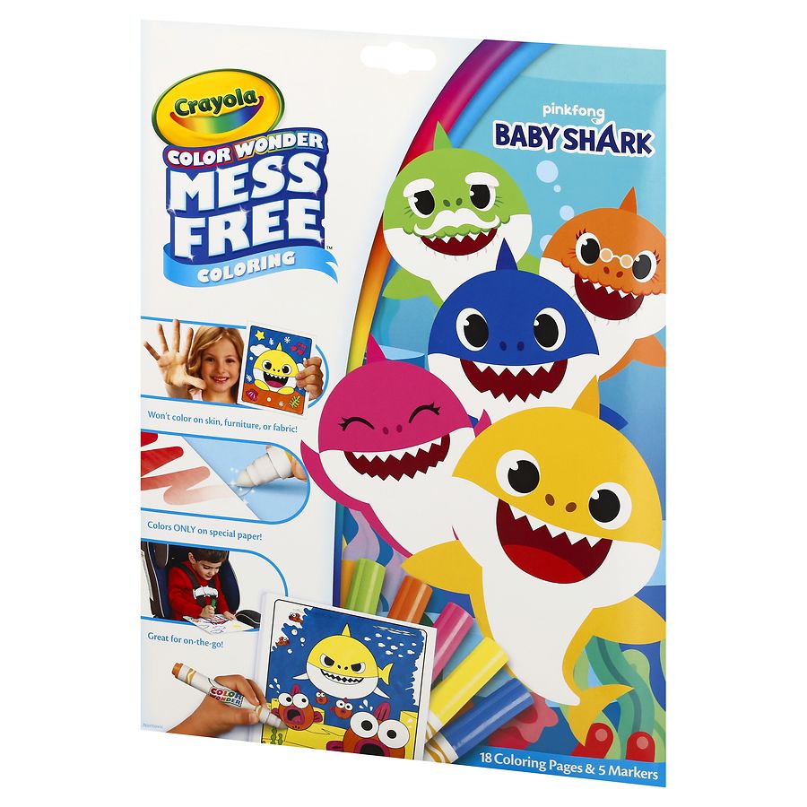 Crayola Baby Shark Color Wonder Mess Free Coloring Pages Assorted ...