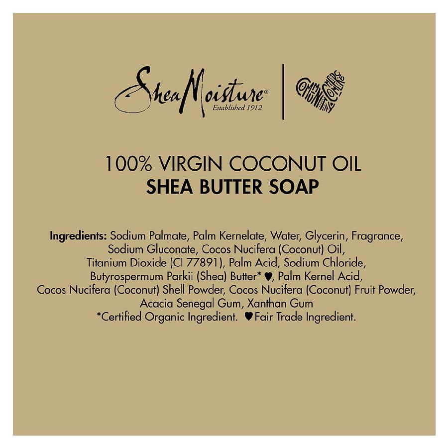 SheaMoisture 100% Virgin Coconut Oil Shea Butter Bar Soap - Walmart.com