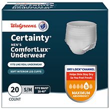 Walgreens Certainty Men's Underwear, Maximum Absorbency Small/Medium ...