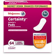 Walgreens Certainty Women's Bladder Control Pads, Maximum Absorbency ...