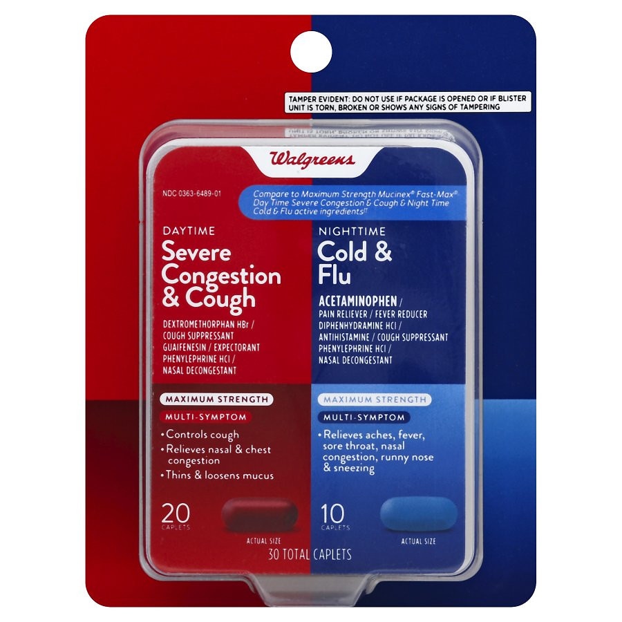 Walgreens Daytime Severe Congestion & Cough/Night time Cold & Flu ...
