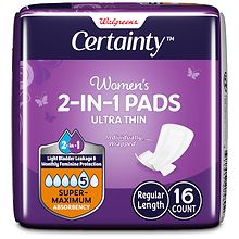 Walgreens Certainty Women's Ultra Thin 2-in-1 Pads Super-Maximum ...