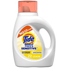 Tide Simply Free & Sensitive Liquid Laundry Detergent, Unscented ...