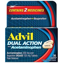 Advil Dual Action Combination Ibuprofen and Acetaminophen For 8 Hours ...