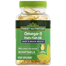 Finest Nutrition 1000mg Omega-3 From Fish Oil Softgels Lemon | Walgreens