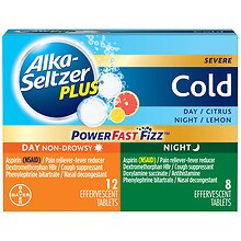 Alka-Seltzer Plus Severe Day Night Cold Powerfast Fizz Effervescent ...