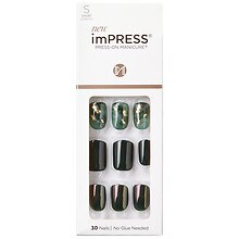 Kiss imPRESS Press-On Manicure Fake Nails, Dark Green | Walgreens