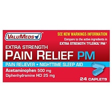 Valumeds Extra Strength Pain Relief PM Caplets | Walgreens