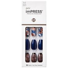 Kiss imPRESS Press-On Manicure Fake Nails Dark Red | Walgreens